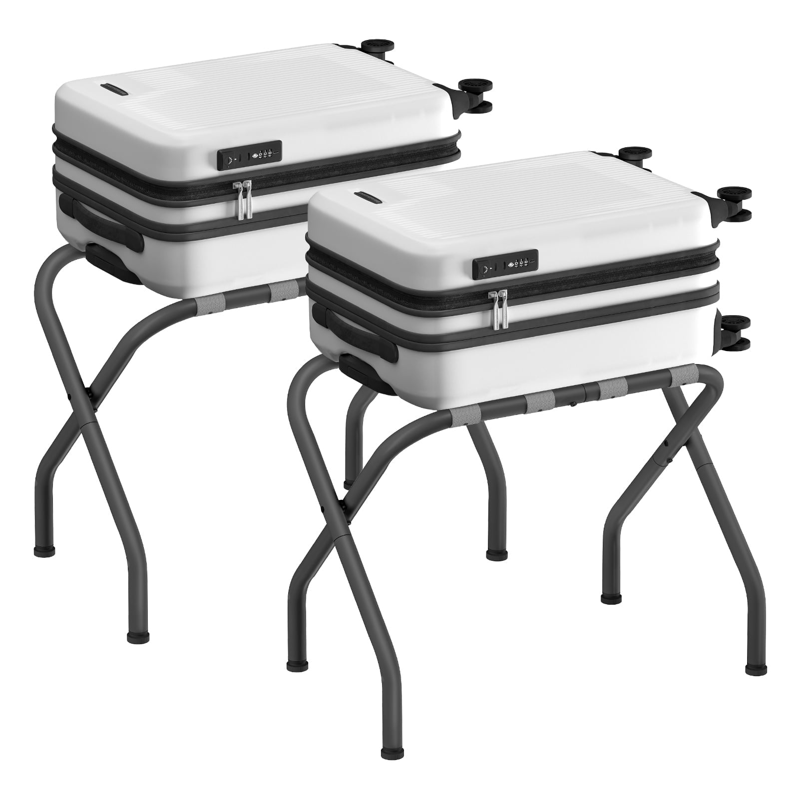 Set of 2 Luggage Rack Folding Suitcase Stand Suitcase Rack Holds up to ...