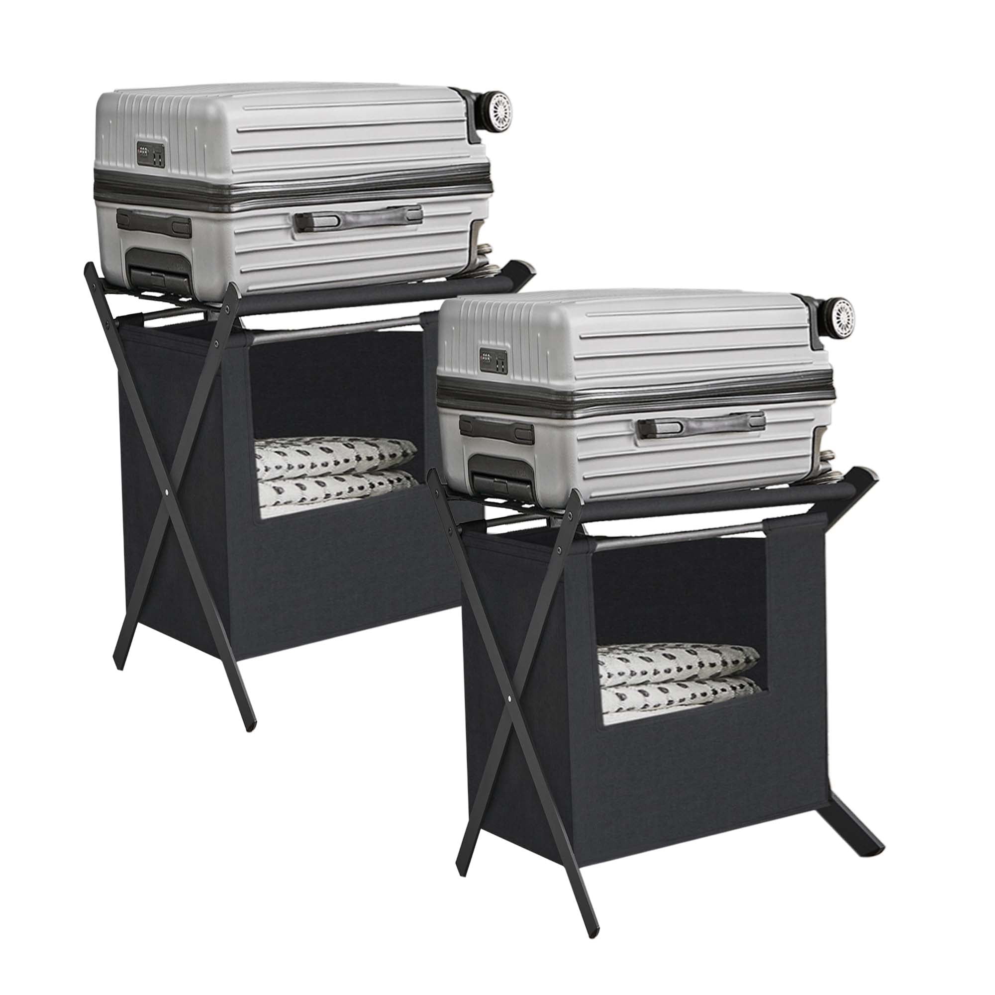SONGMICS 2-Pack Luggage Rack with Removable Laundry Bag, Folding ...
