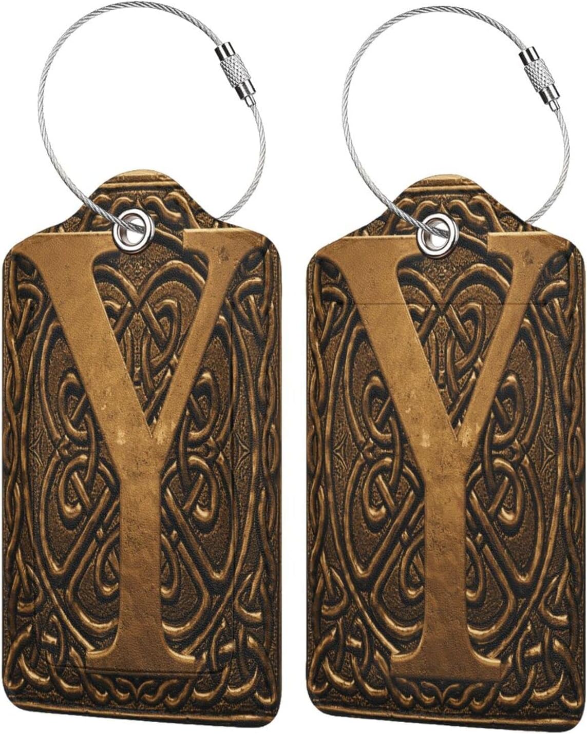 Letter V Initial Damask Elegant Red Black White Luggage Tags ID, Set of ...