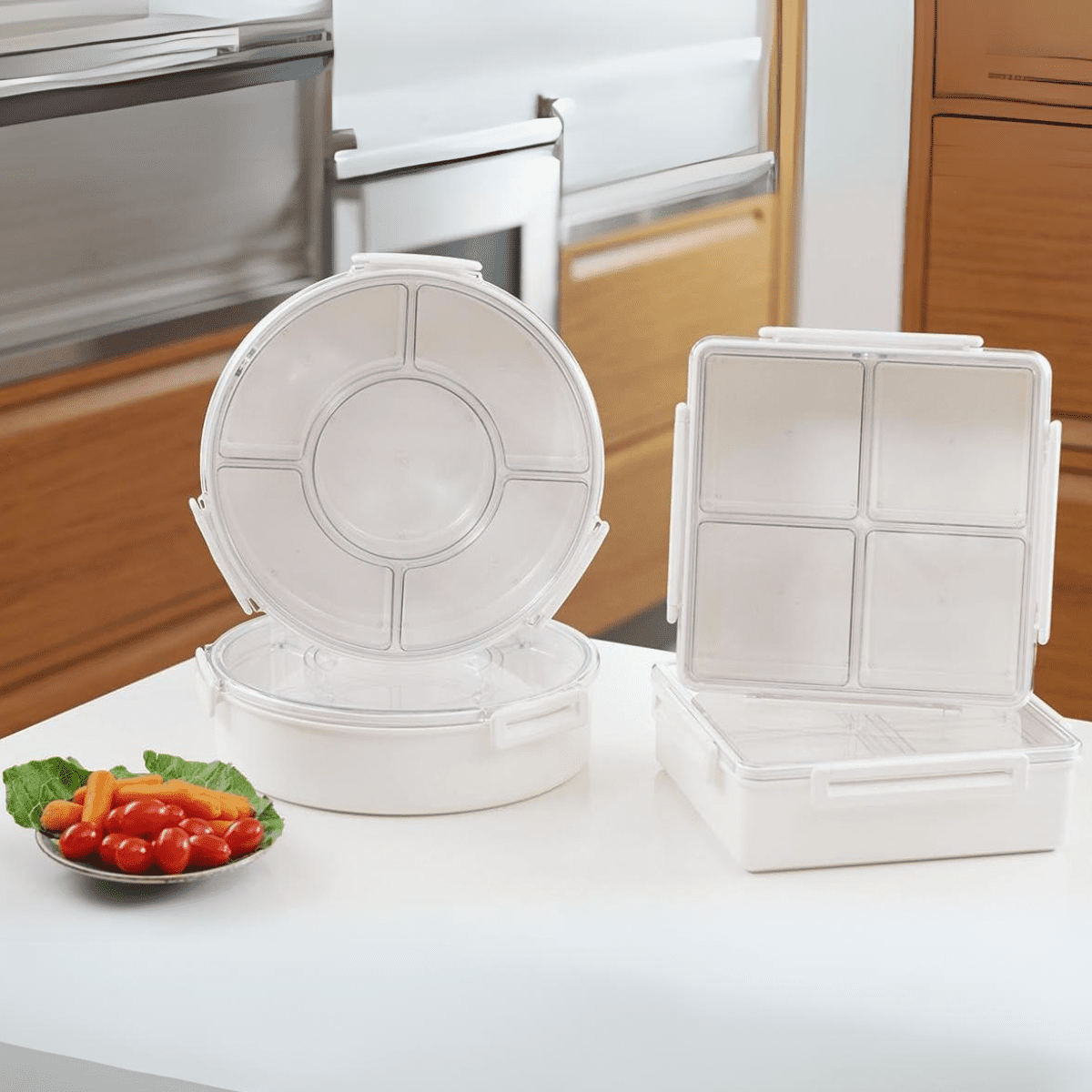 (Set of 2) Lustroware Airtight Gourmet Palette Party Food Container Set ( Round + Square ...