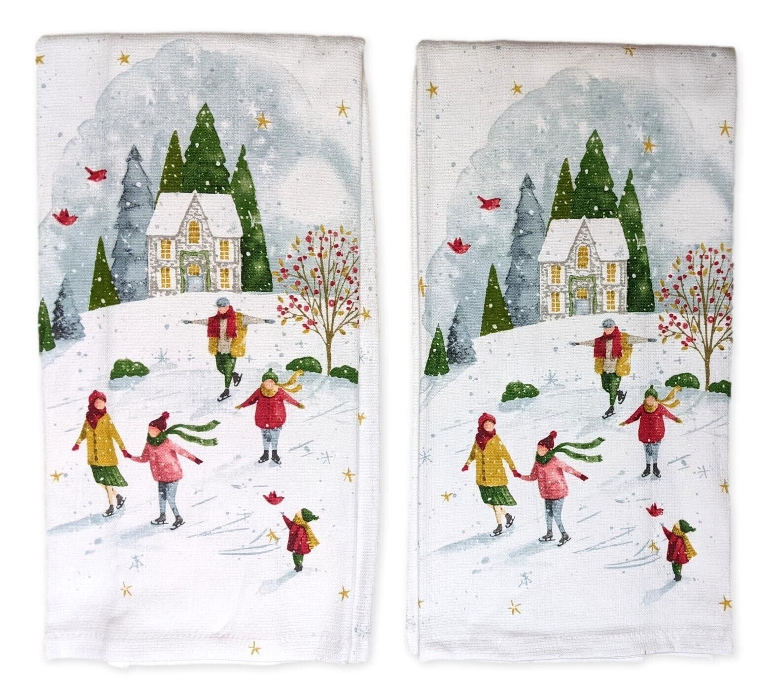 Set of 2 MAGICAL WINTERLAND Home Scene Terry Kitchen Towels by Kay Dee ...
