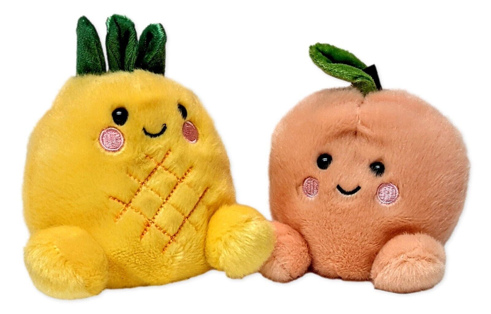 Set of 2 MELLOW PEACH & PERKY PINEAPPLE Palm Pals 5" Stuffed Plush ...