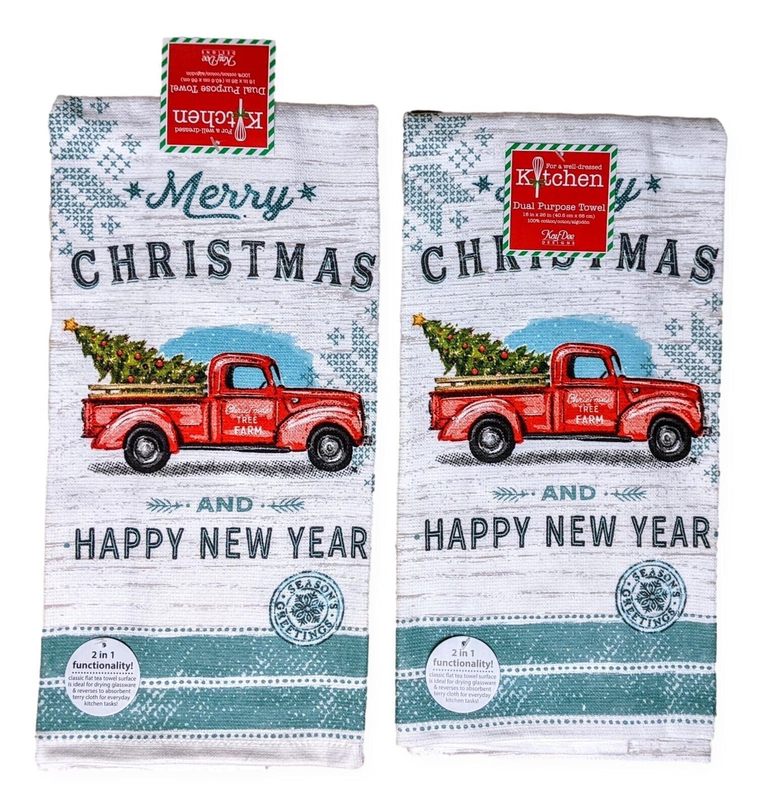 Kay Dee Designs Merry Christmas Holiday Cotton Dish Cloth, Vintage Red ...