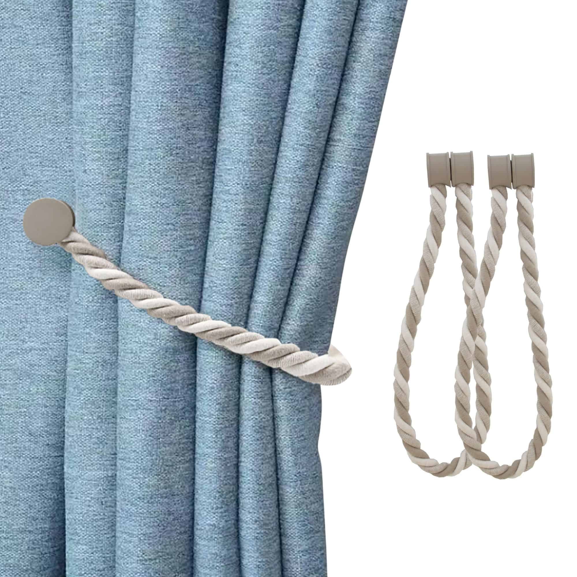 Set of 2 Magnetic Braided Cord Curtain Tiebacks – Durable Woven Design ...