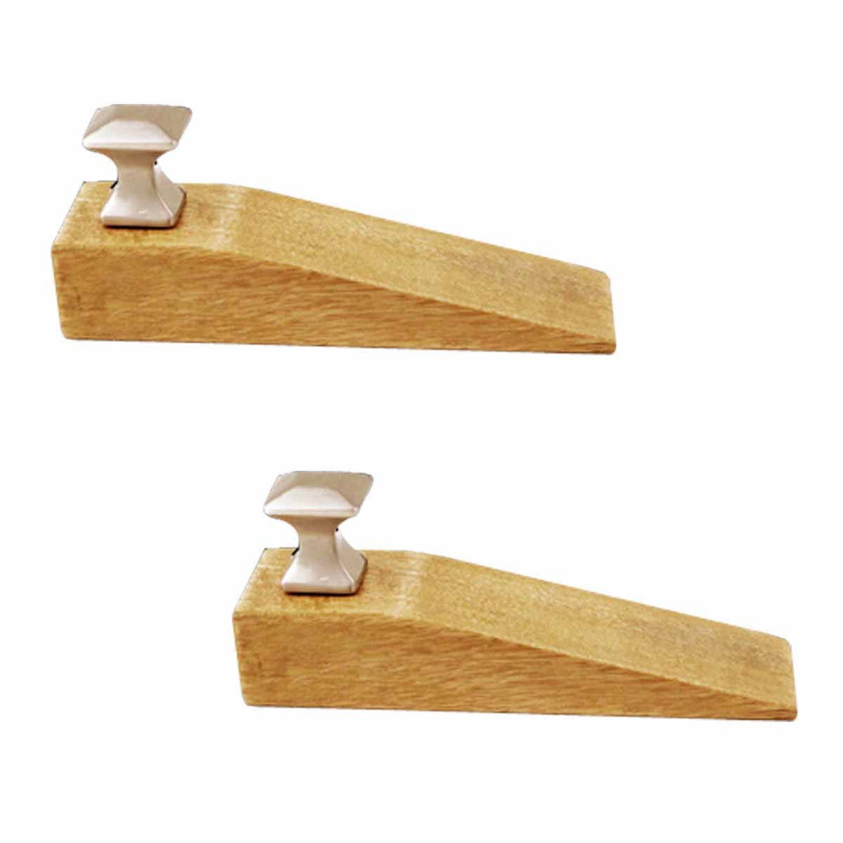 Set of 2 Mango Hardwood Door Wedge Natural Finish with Square Satin ...