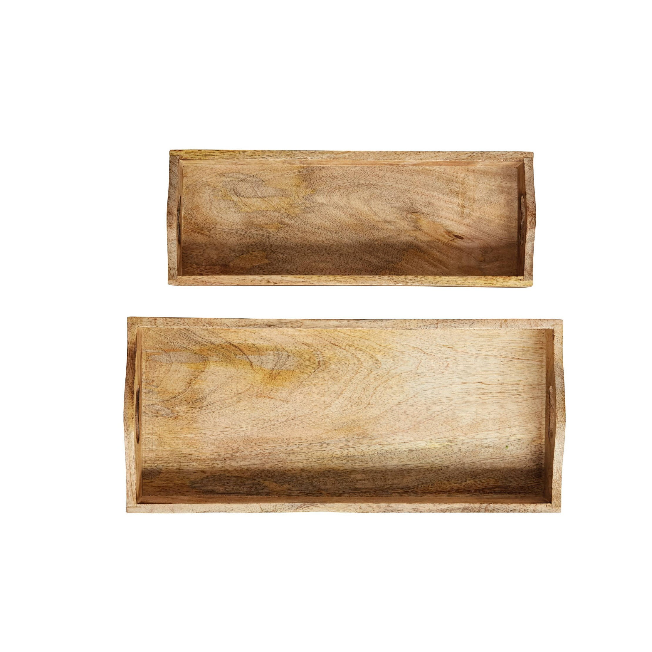 Set of 2 Mango Wood Trays Brown - Walmart.com