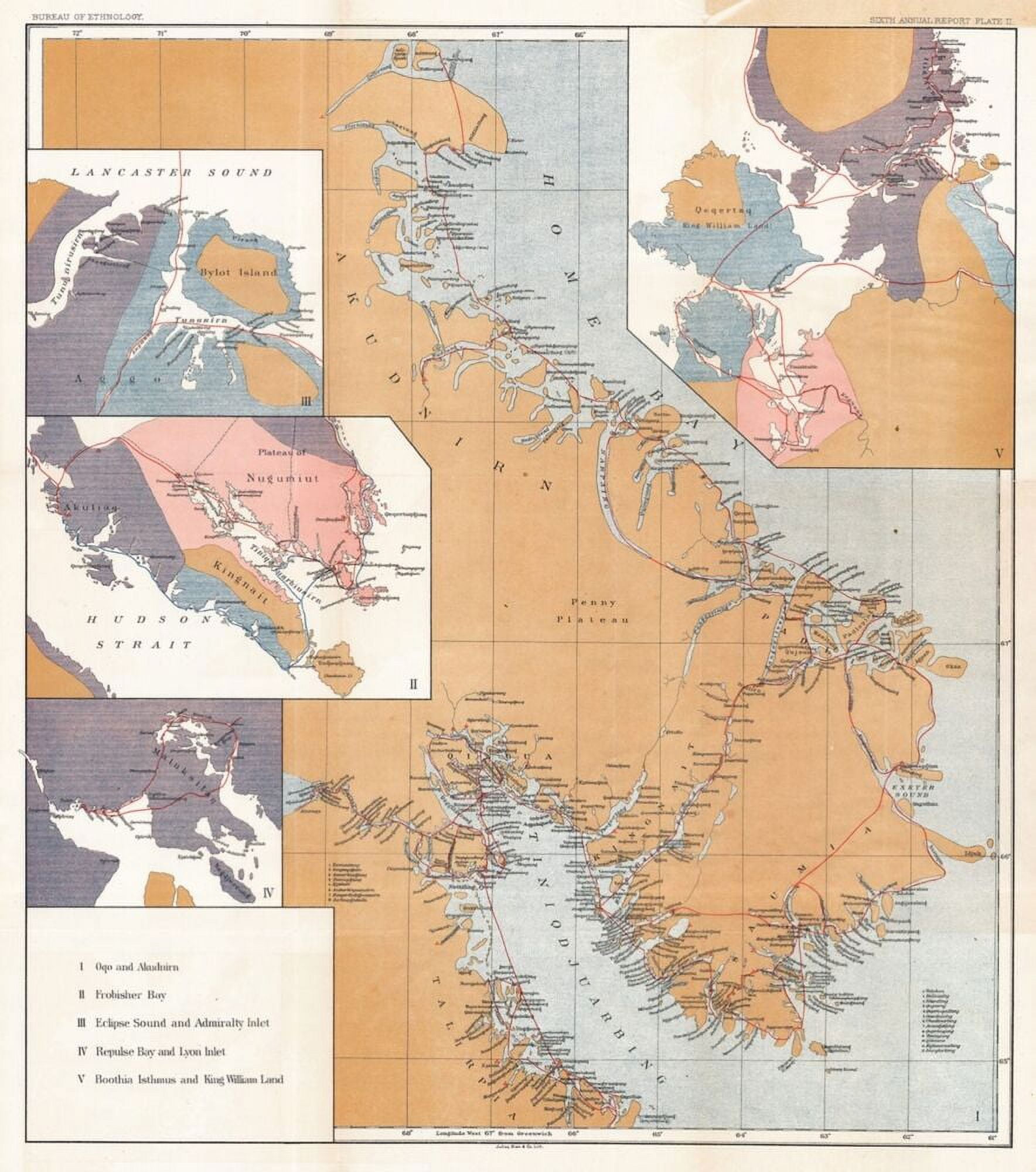 Set of 2 Maps - The Indigenous Eskimo Tribes of North-East America ...