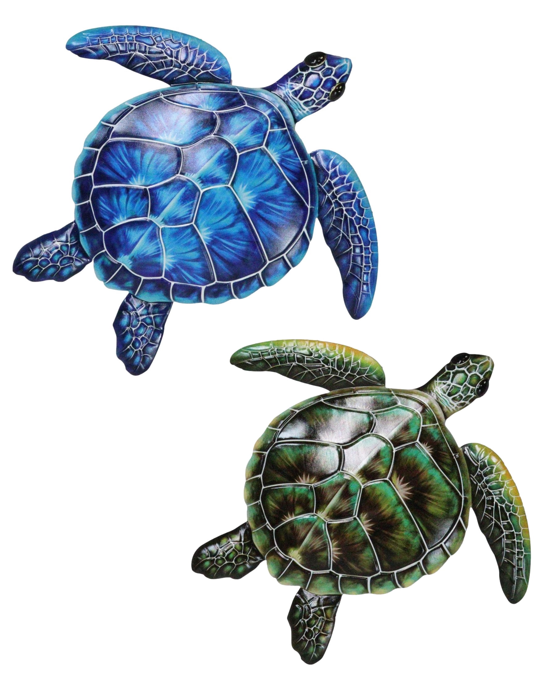 Set of 2 Marine Ocean Green And Blue Bermuda Sea Turtle Metal Wall ...