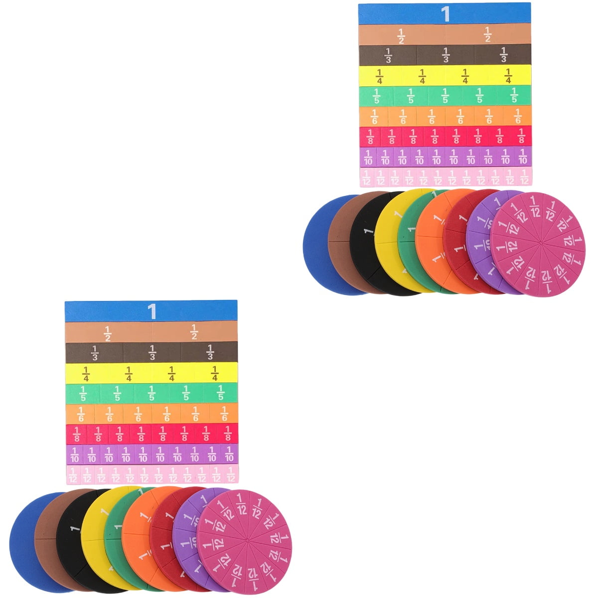 Set of 2 Math Manipulatives Denominator Fraction Block Child Student ...