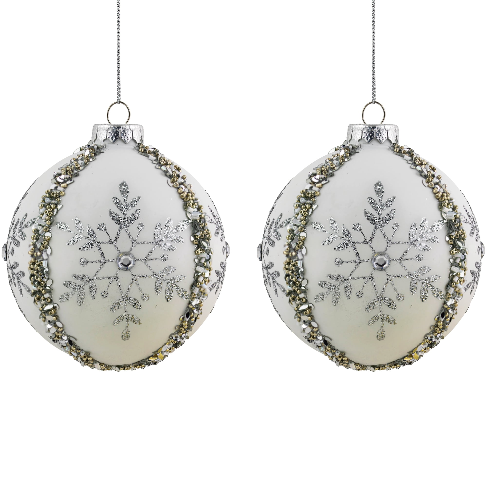 Glass Christmas Ornaments - Matte White Snowflake Ornaments 4 - Walmart.com