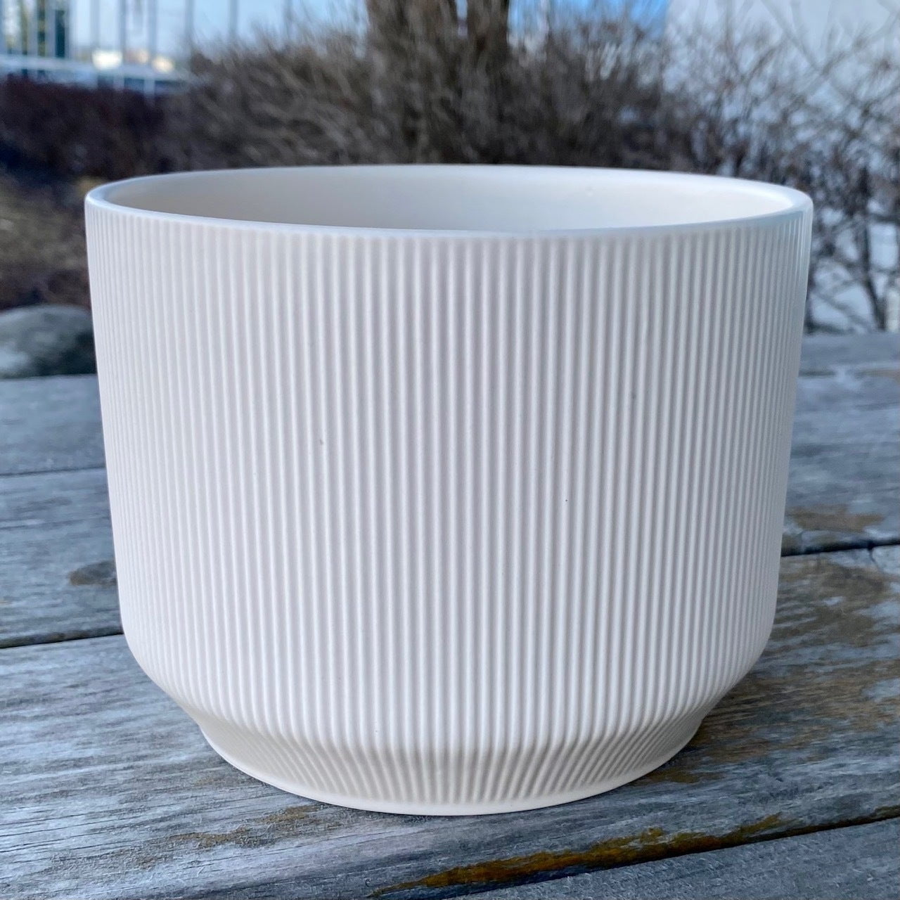 Set of 2 Matte White Tight Ribbed Planter - Walmart.com