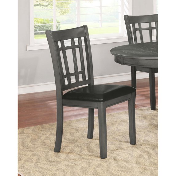 Set of 2 Medium Grey Black - Lattice Back Side Chairs | Rectangular ...