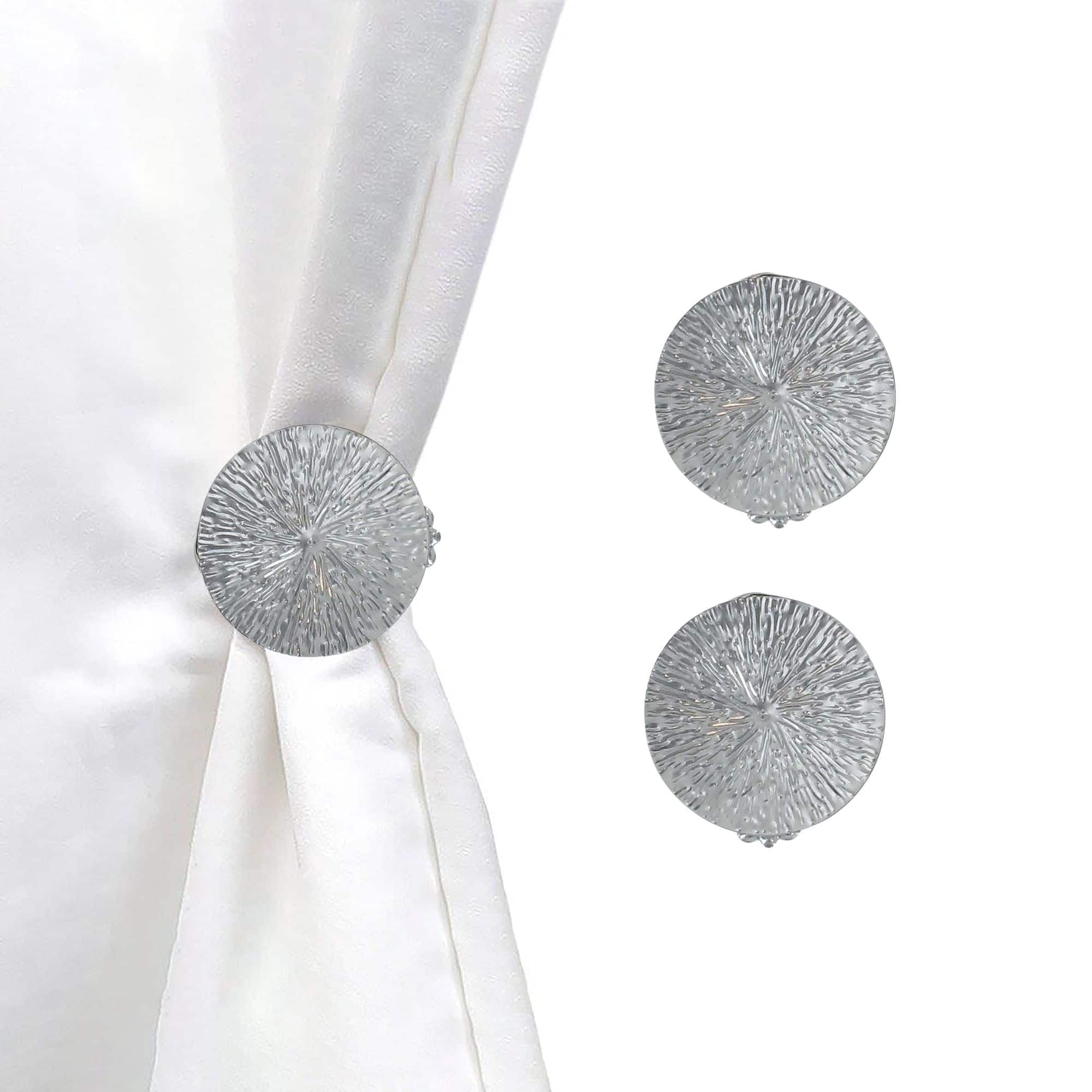 Set of 2 Metal Curtain Tiebacks – Elegant Round Design Clips – Chrome ...