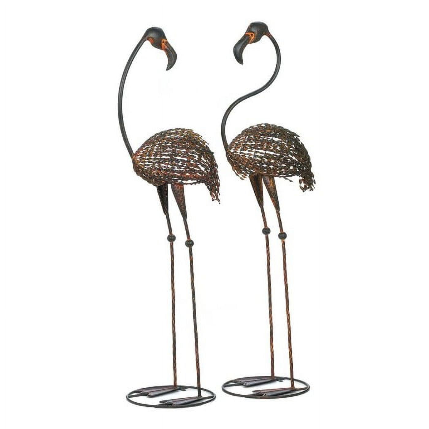 Set of 2 Metal Outdoor Wild Flamingo Garden Statue Set - Walmart.com