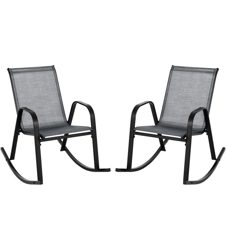 Set of 2 Metal Patio Rocking Chair with Breathable Seat Fabric ...