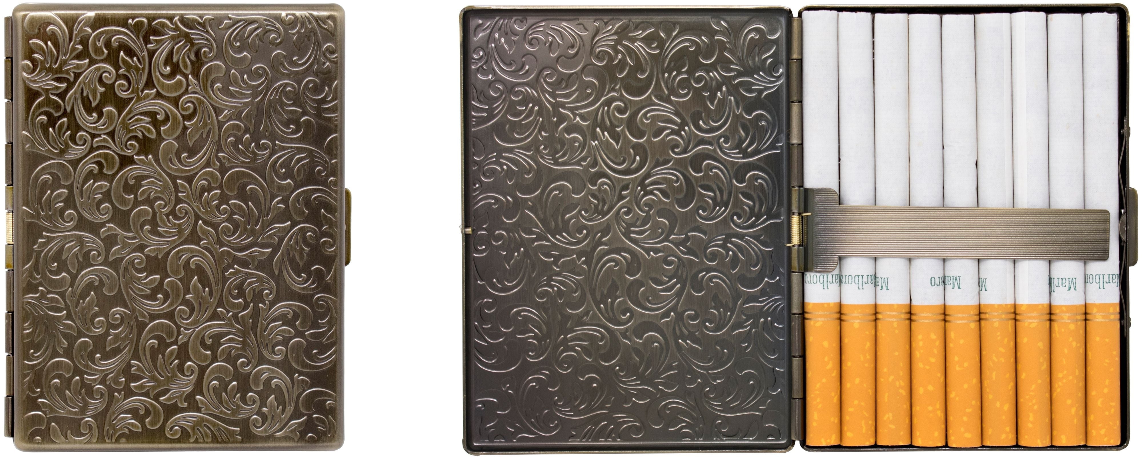Set of 2 Metal-Plated 100s Ultra Compact Cigarette Case & Stash Box ...
