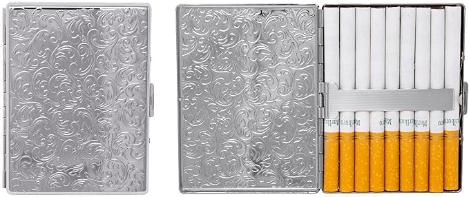 Set of 2 Metal-Plated 100s Ultra Compact Cigarette Case & Stash Box ...