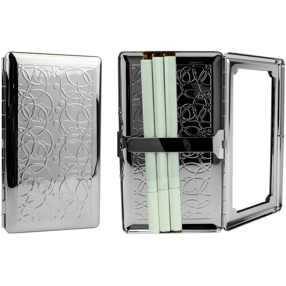 Set of 2 Metal-Plated 120s Compact Cigarette Case & Personal Mirror ...