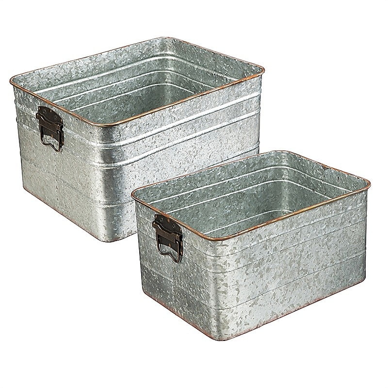 Evergreen Beautiful Springtime Brushed Metal Storage Boxes, Set of 2 ...