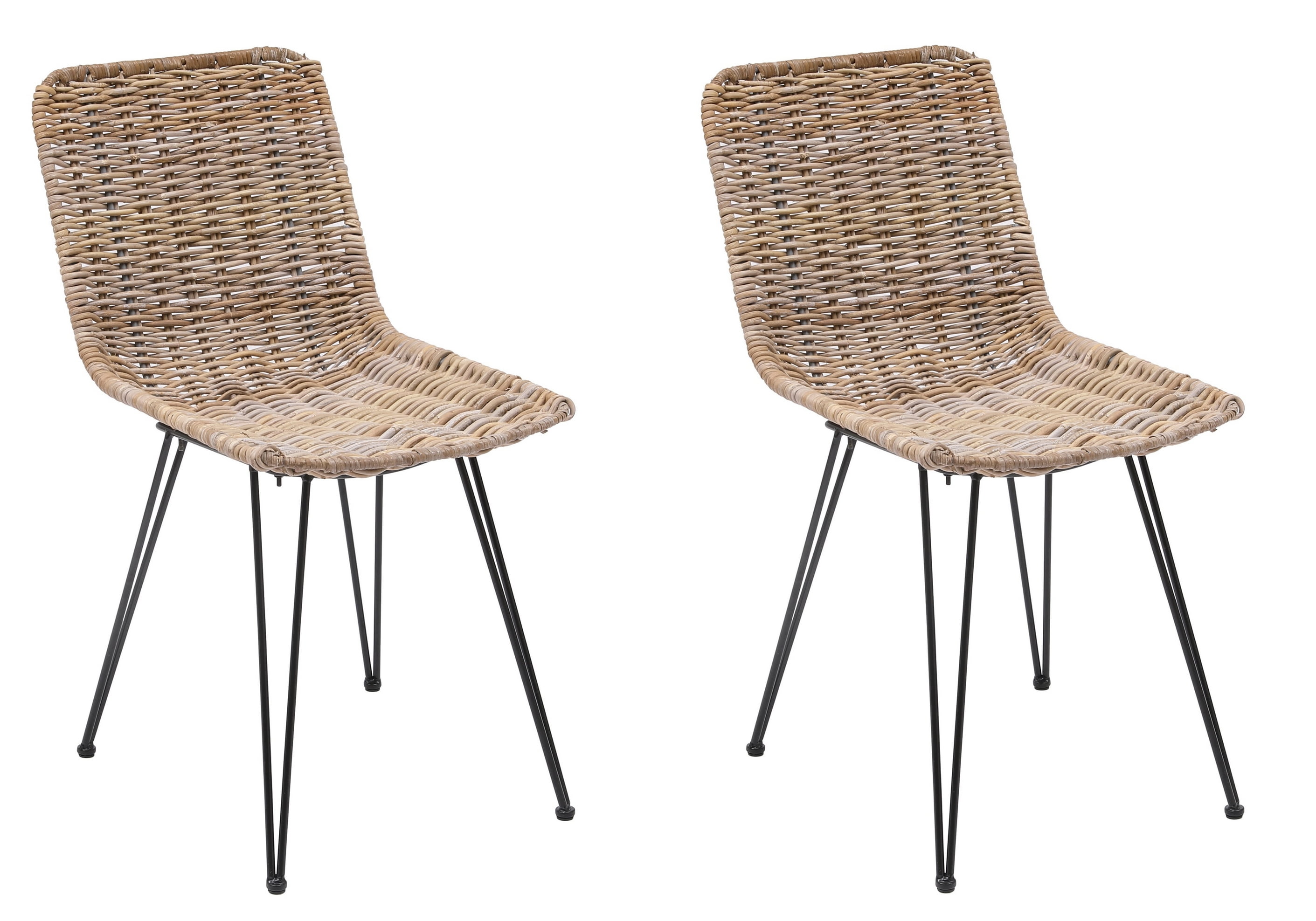 Set of 2 Metal and Fiber Dining Chairs Exotic Boho Dining Room ...