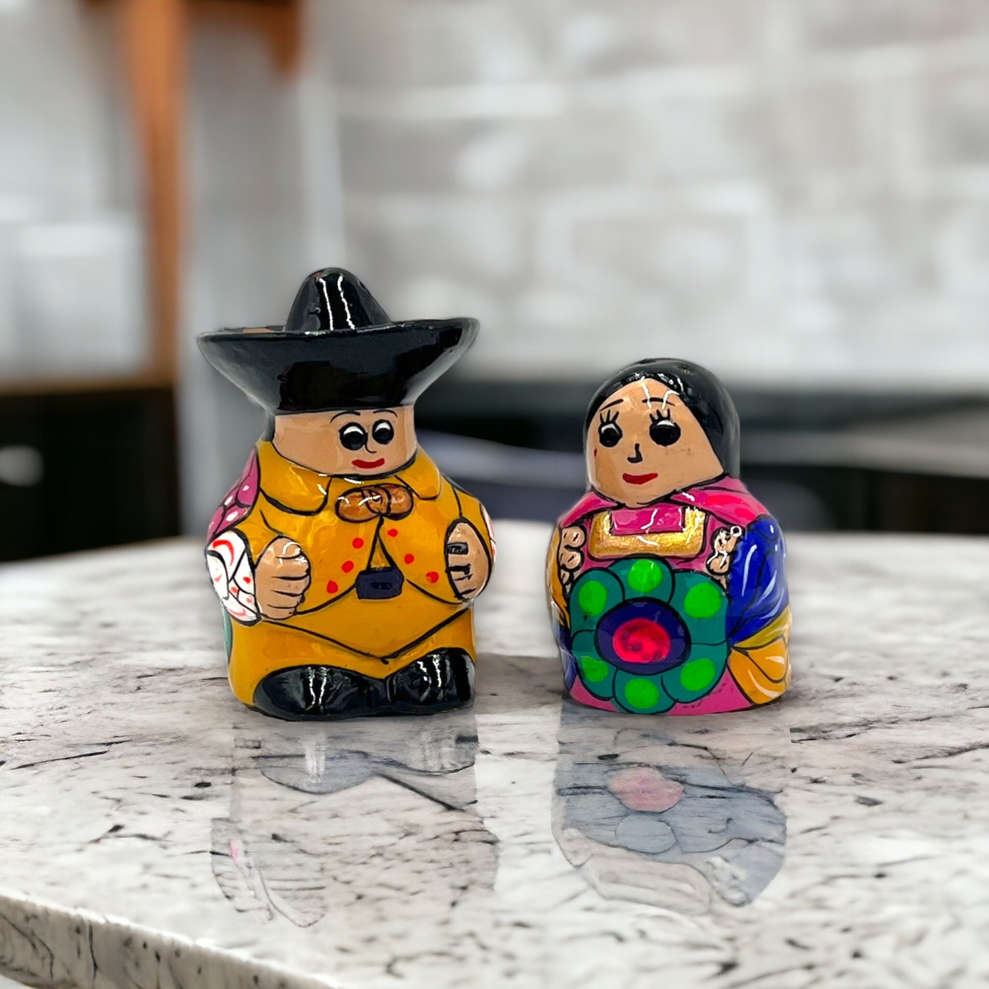 Set of 2 Mexican Handmade Salt and Pepper Shakers | Hand Painted ...