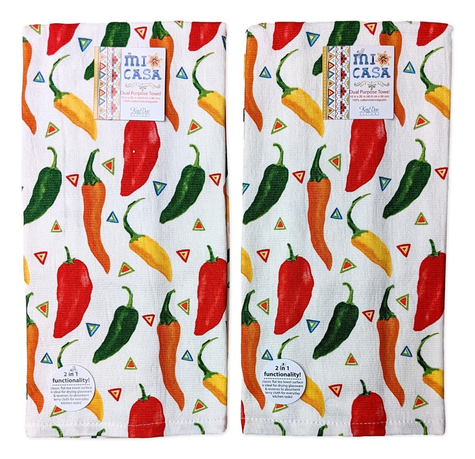 Set of 2 Mi Casa SWEET & SPICY PEPPERS Terry Kitchen Towels by Kay Dee Designs - Walmart.com