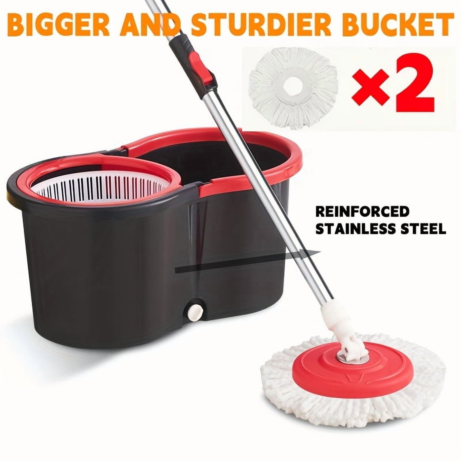 Set of 2 Microfiber Spin Mops with a Bucket And Dual Mop Heads ...