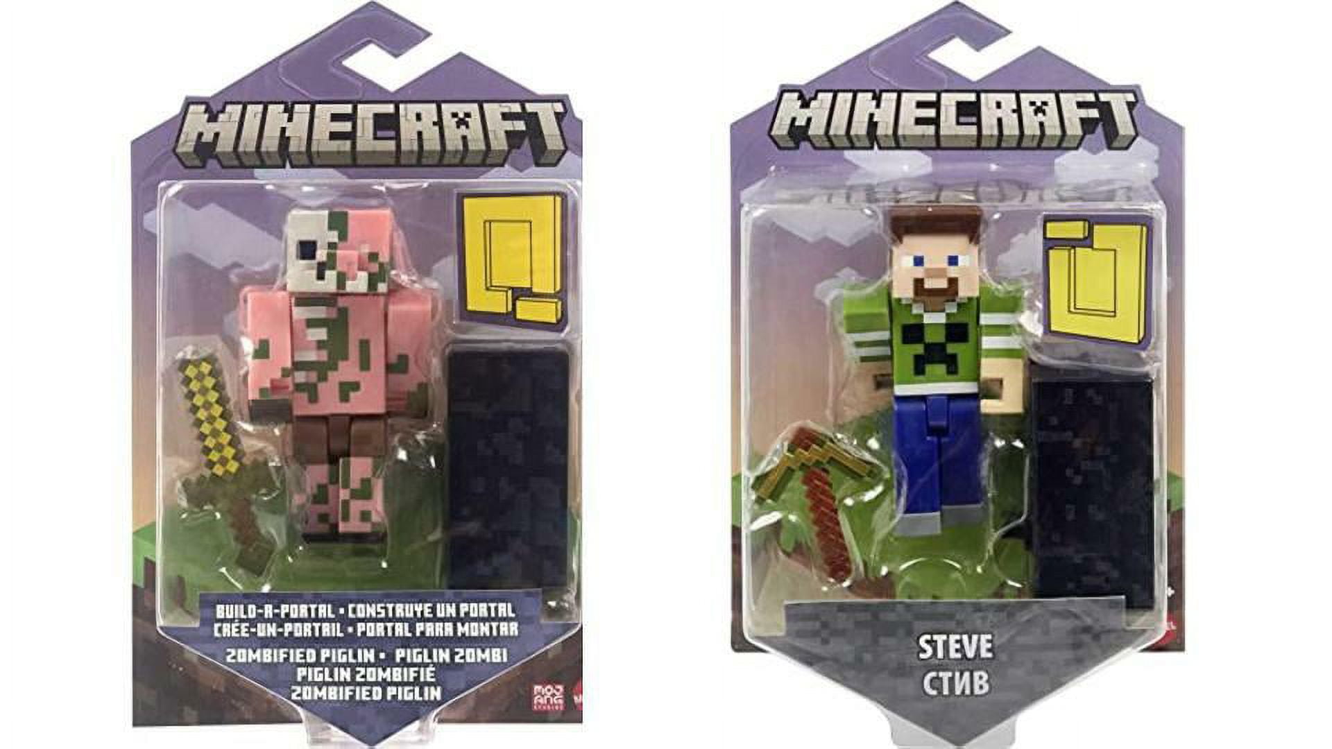 Set of 2 - Minecraft Build-A-Portal 3.25-in Figures (Zombified Piglin ...