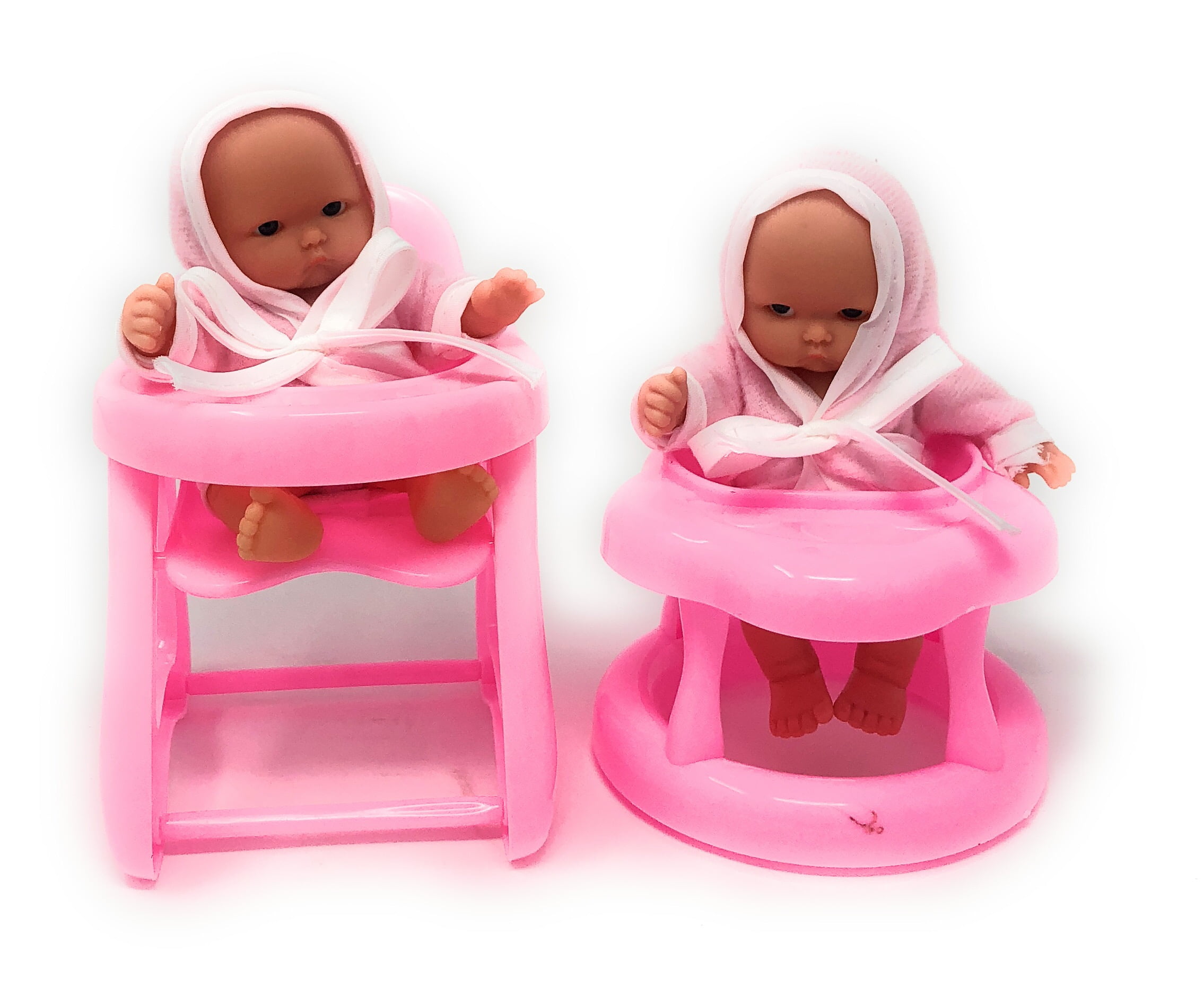 Set of 2 Mini Dolls for Girls with Walker, High Chair, - Walmart.com
