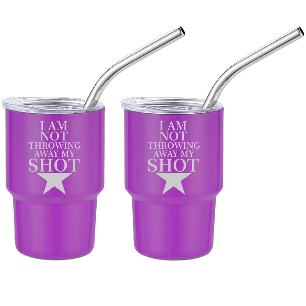 Set of 2 Mini Tumbler Shot Glasses 3oz Shot Glass With Straw and Lid ...