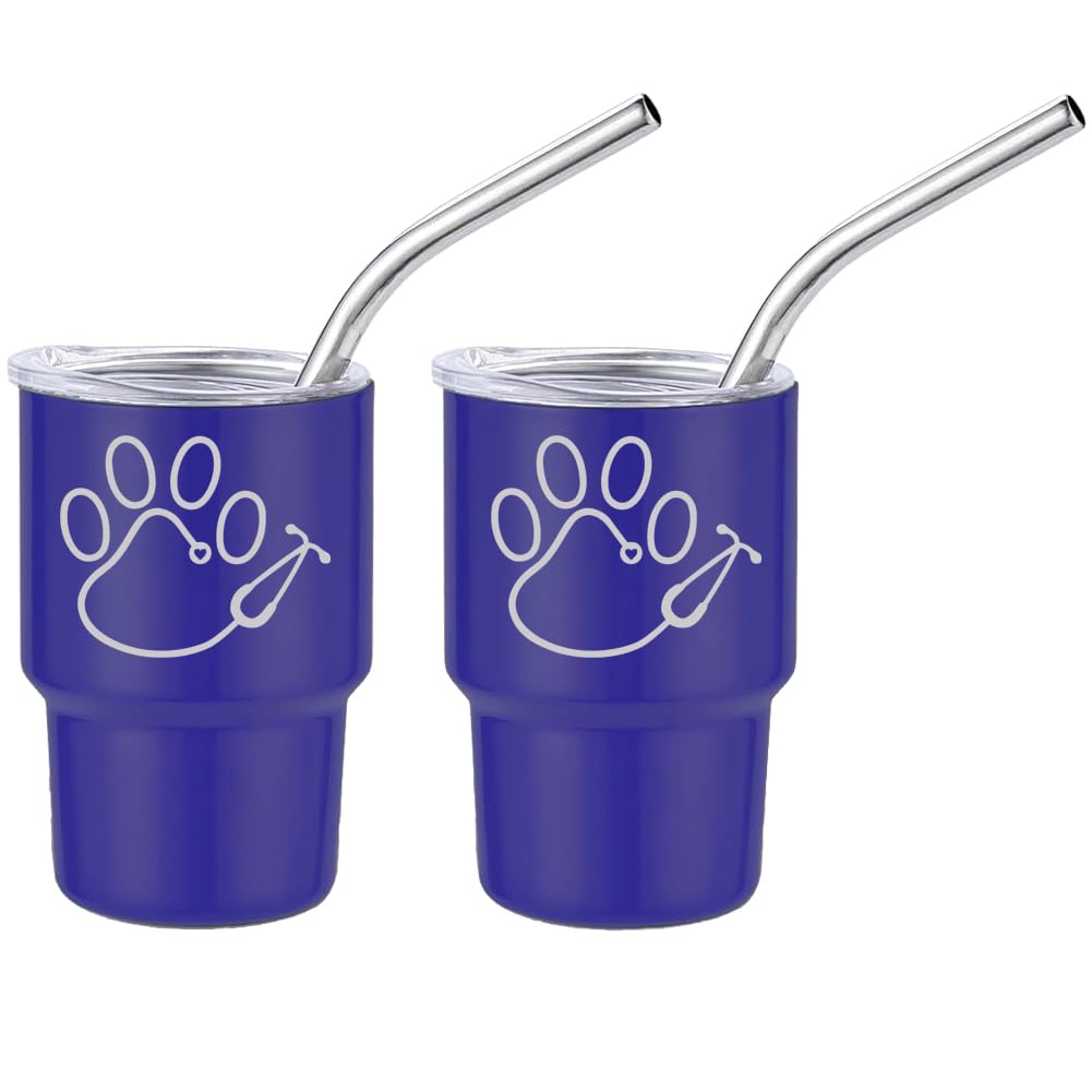 Set of 2 Mini Tumbler Shot Glasses 3oz Shot Glass With Straw and Lid ...