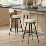 Set of 2 Modern Bar Stools with Back, 30-Inch Swivel Counter Height ...