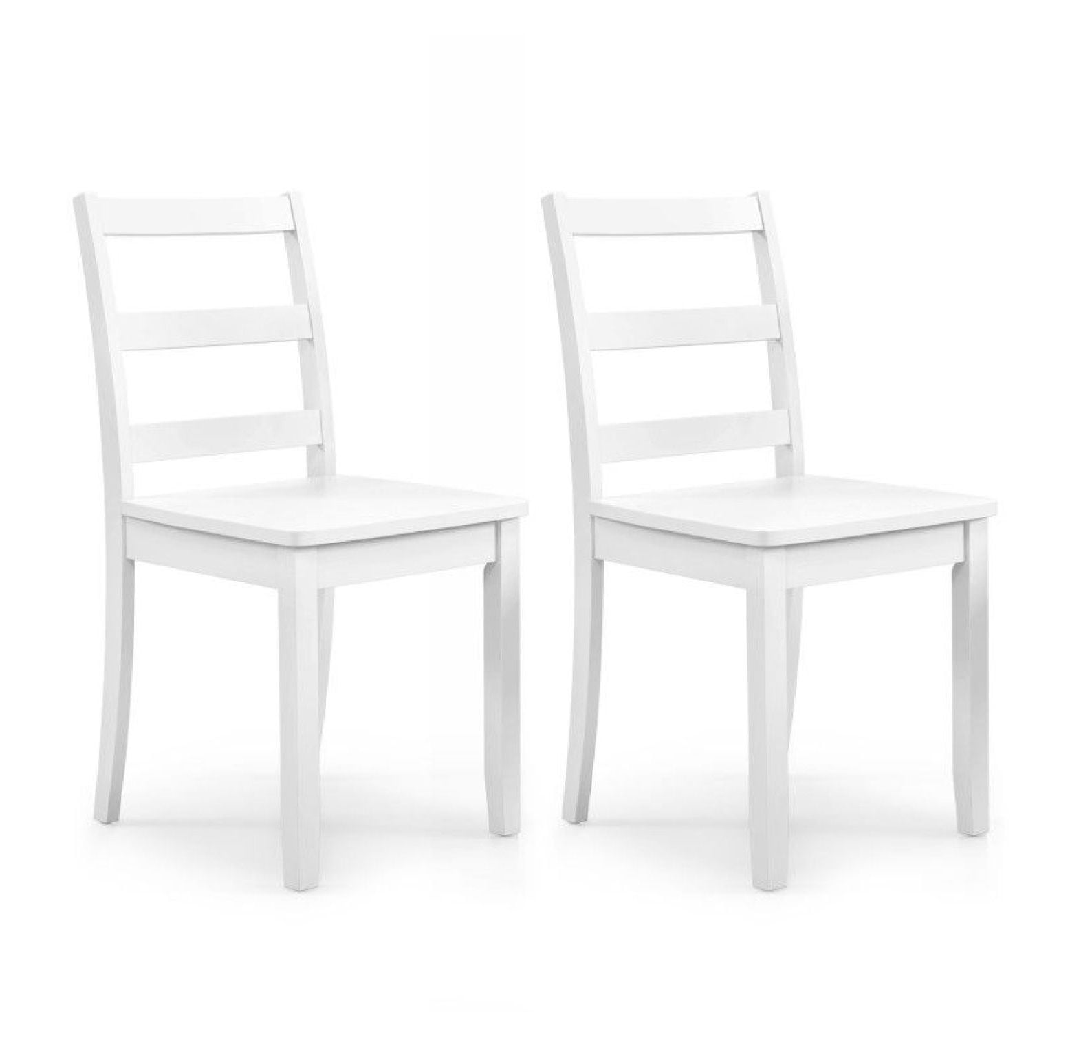 Set of 2 Modern Kitchen Dining Chairs with Solid Rubber Wood Structure ...