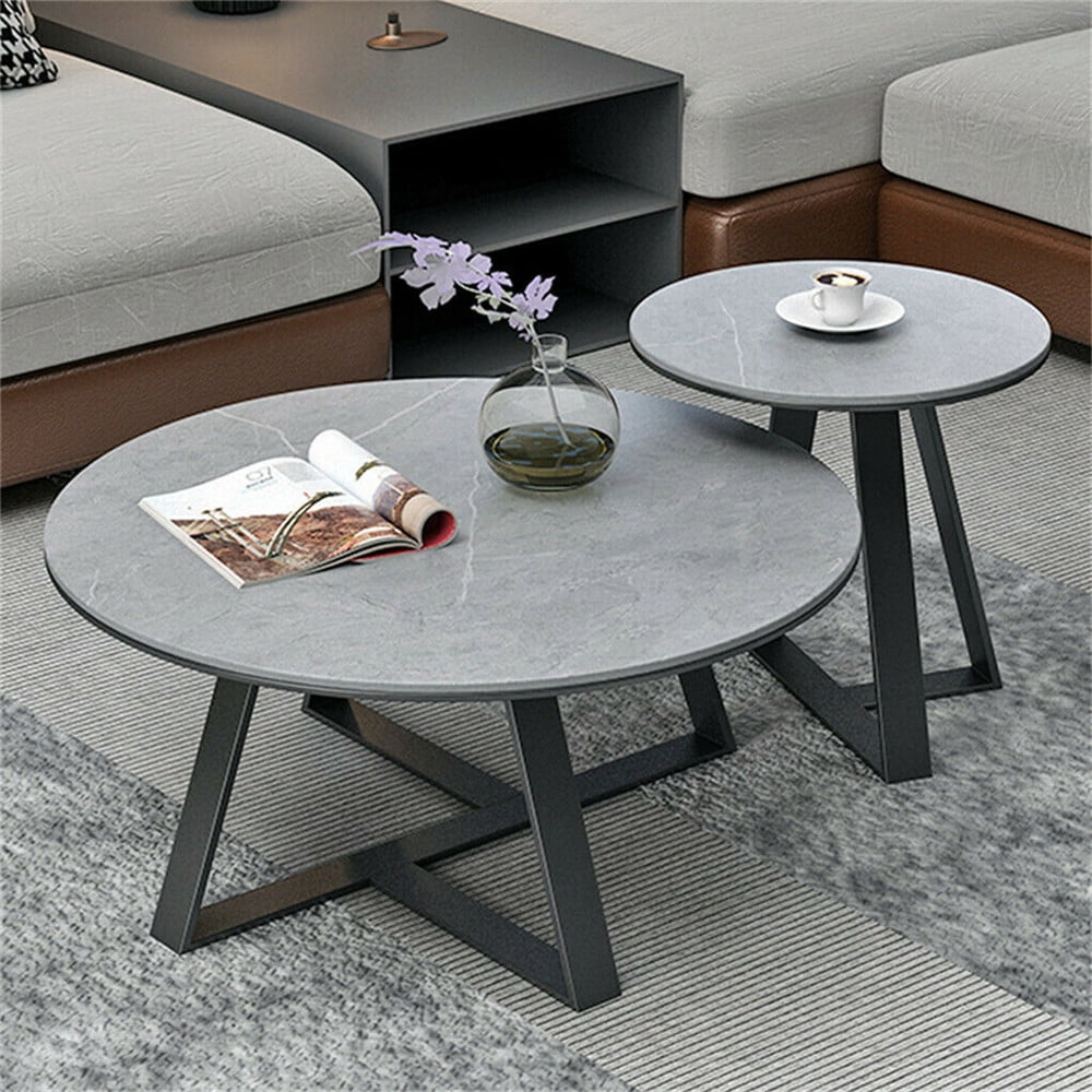 Modern Living Room End Tables, Set of 2, Beautiful Marble Round Nesting ...