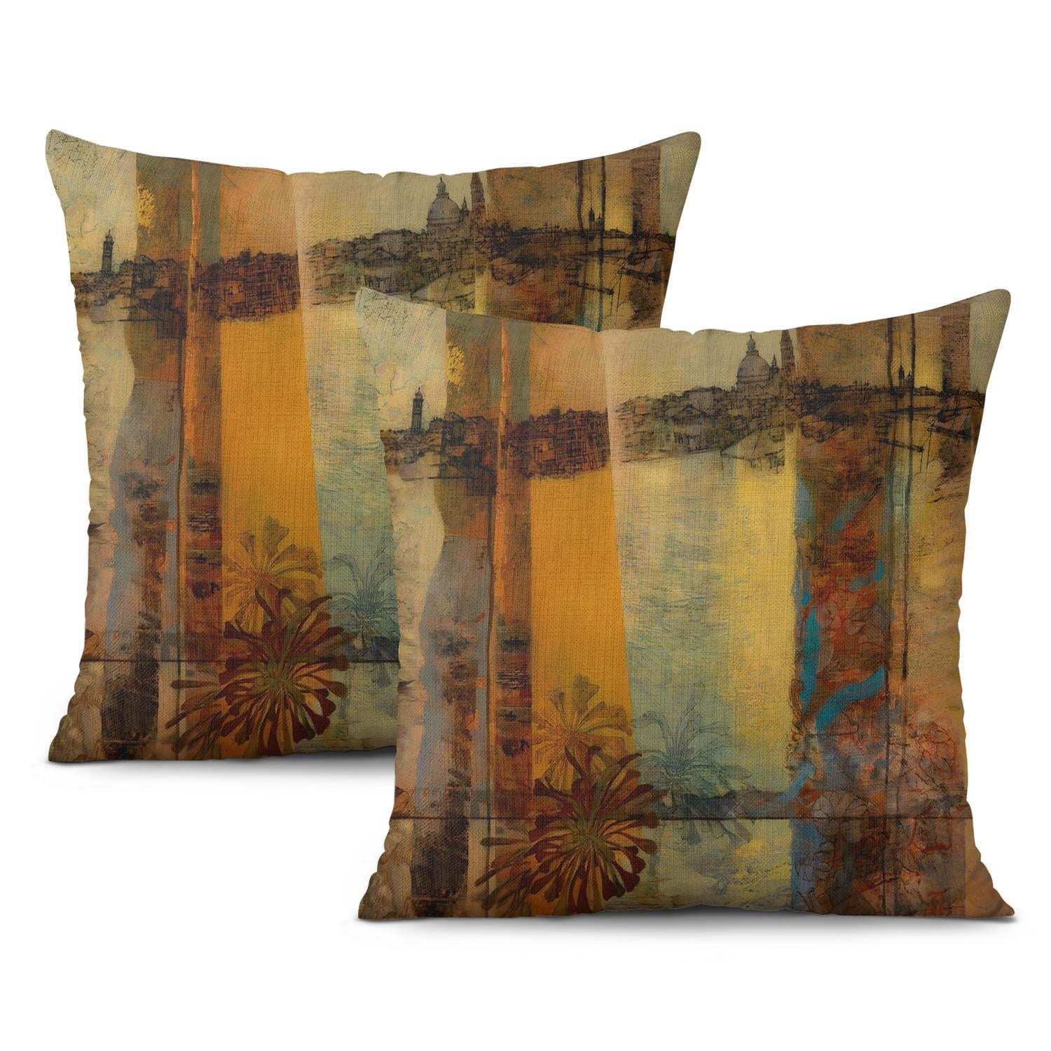 Set of 2 Multicolored Square Pillowcases - Modern Abstract Art Meets ...
