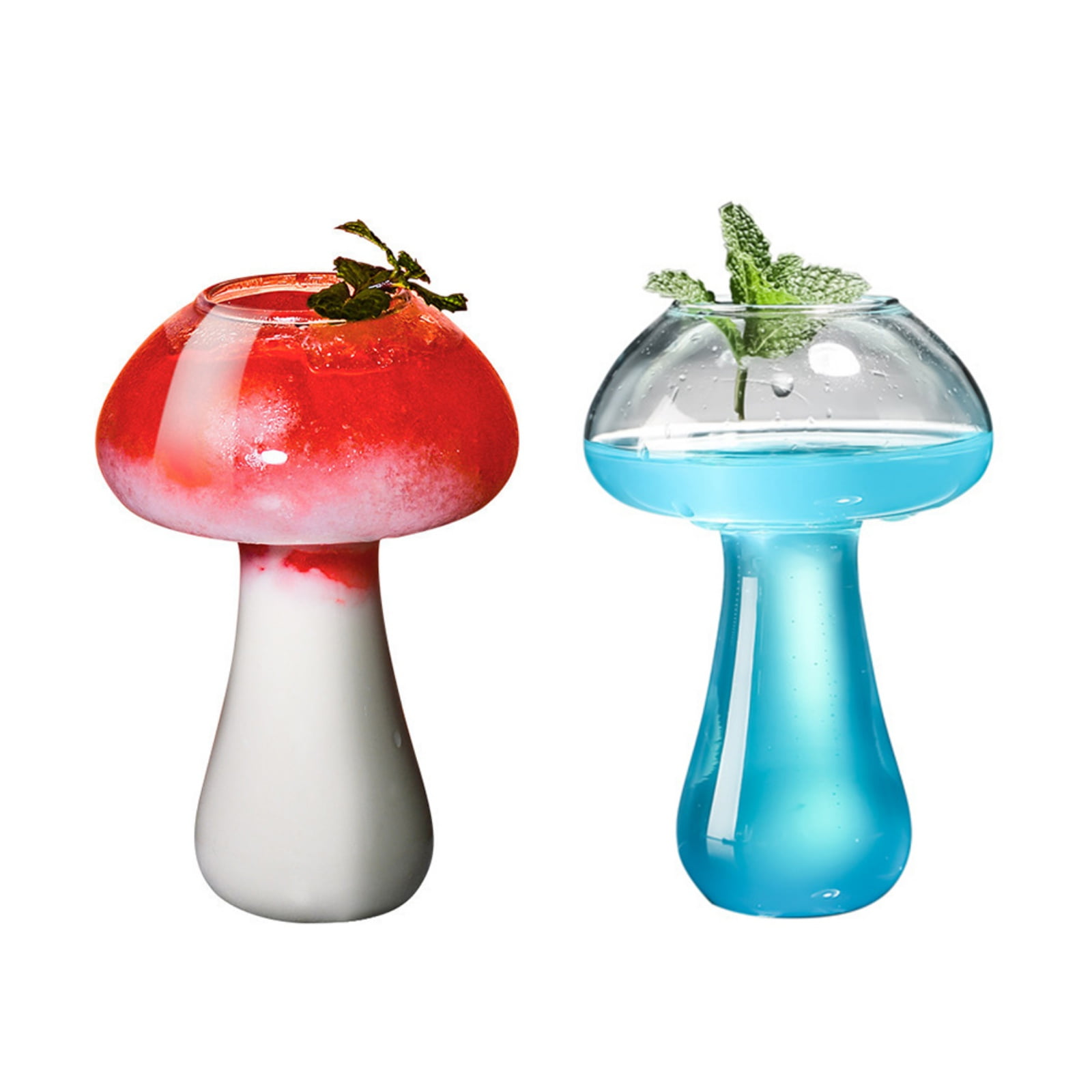 Set of 2 Mushroom Glass Cup,10Oz Creative Mushroom Shaped Cocktail ...