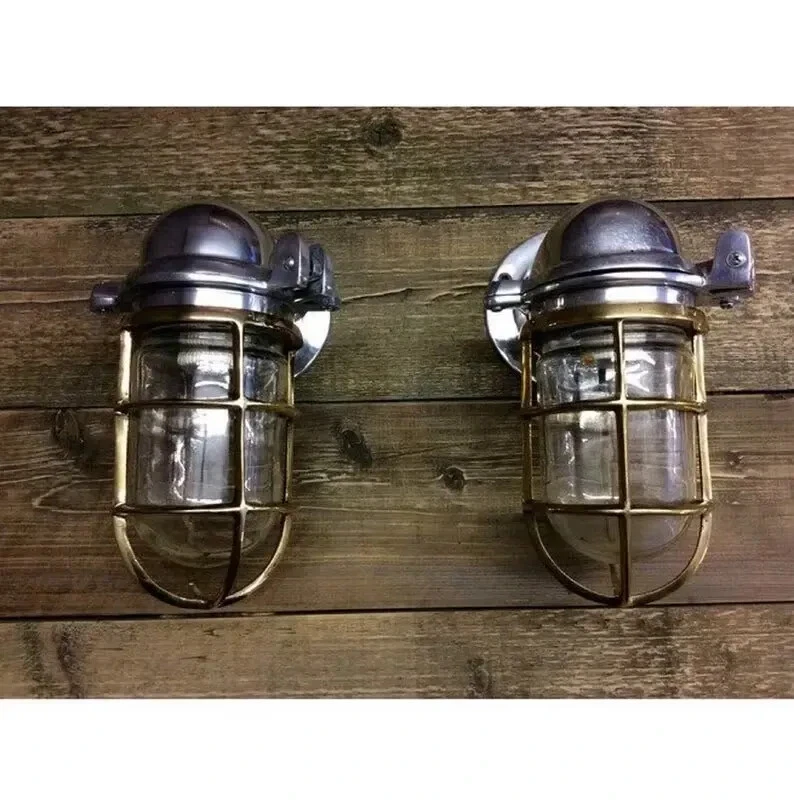 Set of 2 Nautical Naval Patt Aluminum Passageway Wall Lights – Brass ...