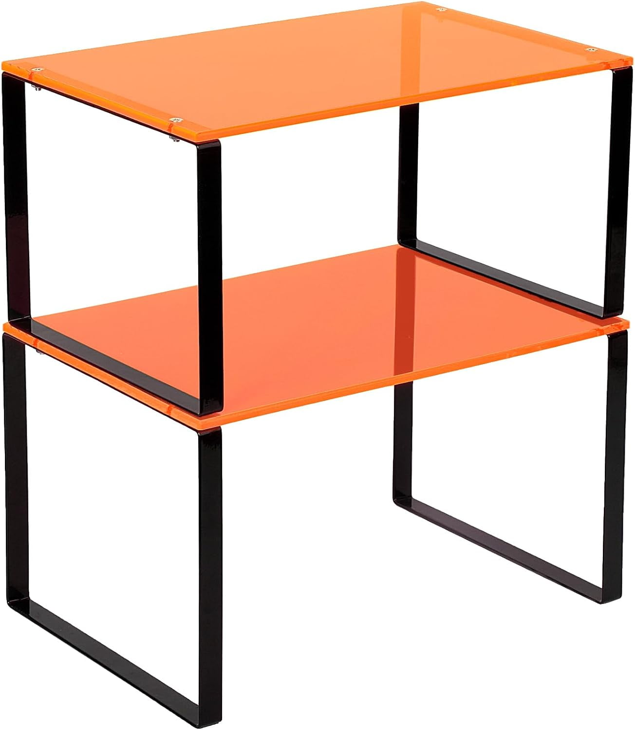 Set of 2 Neon Orange Acrylic Shelf Organizers Stackable Spice Rack for ...