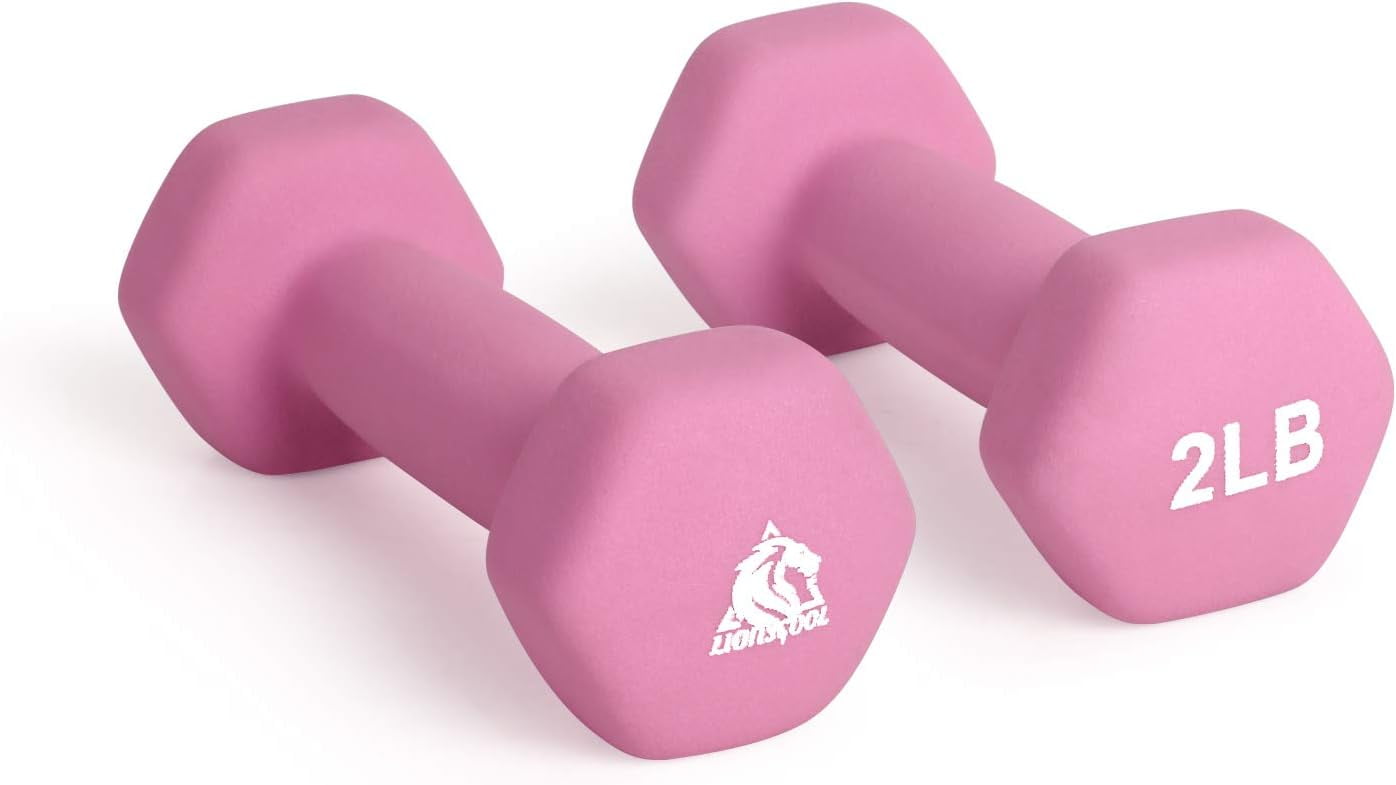 Set of 2 Neoprene Coated Dumbbell Hand Weights, Anti-Slip and Anti-Roll ...