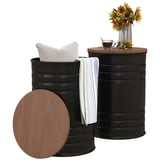 Set of 2 Nesting Modern Storage Ottomans with Removable Lids, Farmhouse ...