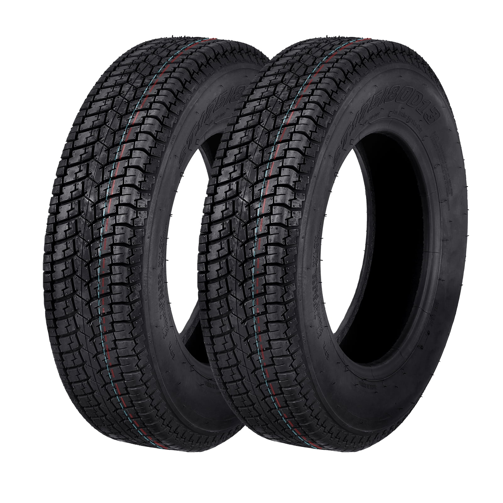Set of 2 New Steel 6PR Trailer Tires, ST175/80D13 Trailer Wheel Heavy ...