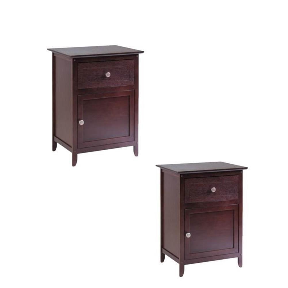 Set of 2 Nightstand in Antique Walnut - Walmart.com