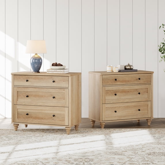 Set of 2 Oak End Tables with Drawers, Mid Century Modern Wooden Closet ...
