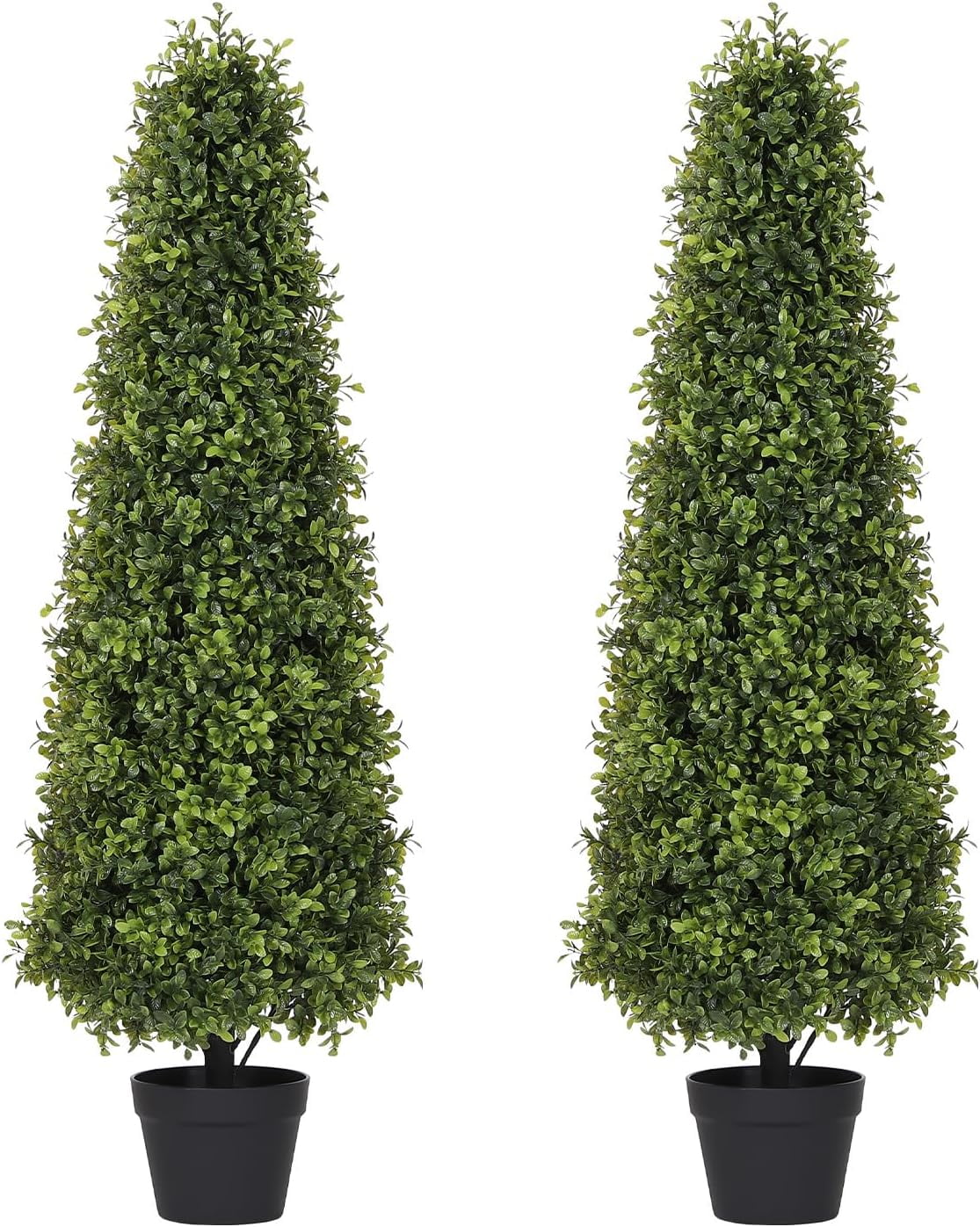 Set of 2 Outdoor Faux Tree Topiaries, 4ft Artificial Cone Trees for ...