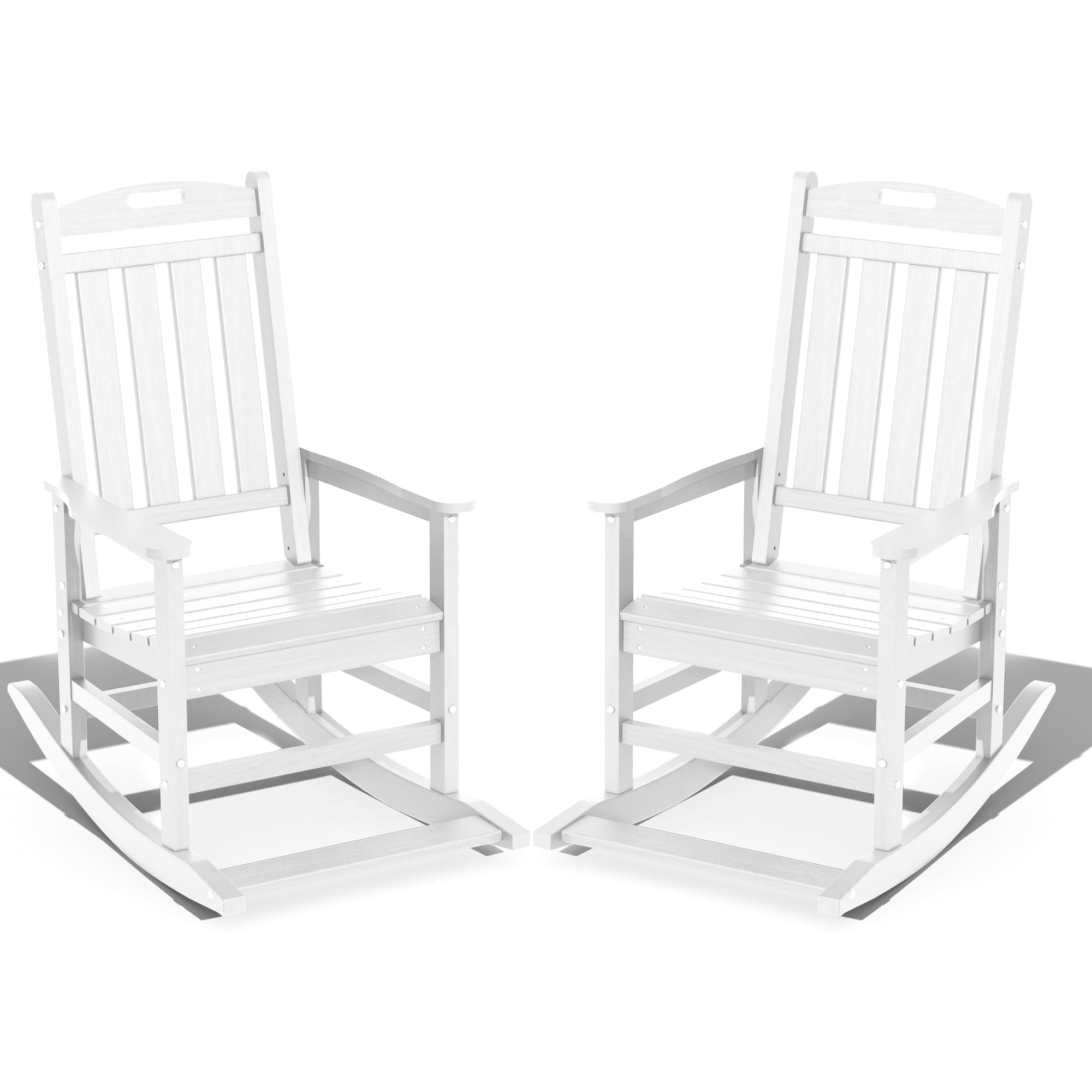 Set of 2 Outdoor Rocking Chairs with Removable Footrest, HDPE Material ...