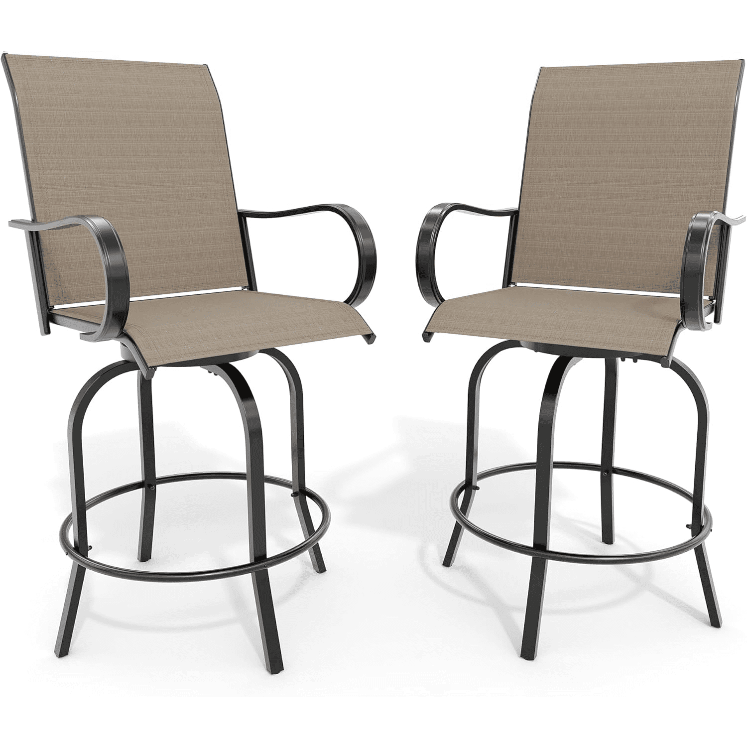 Set of 2 Outdoor Swivel Bar Stools,360 Rotation Patio Barstool Chairs ...