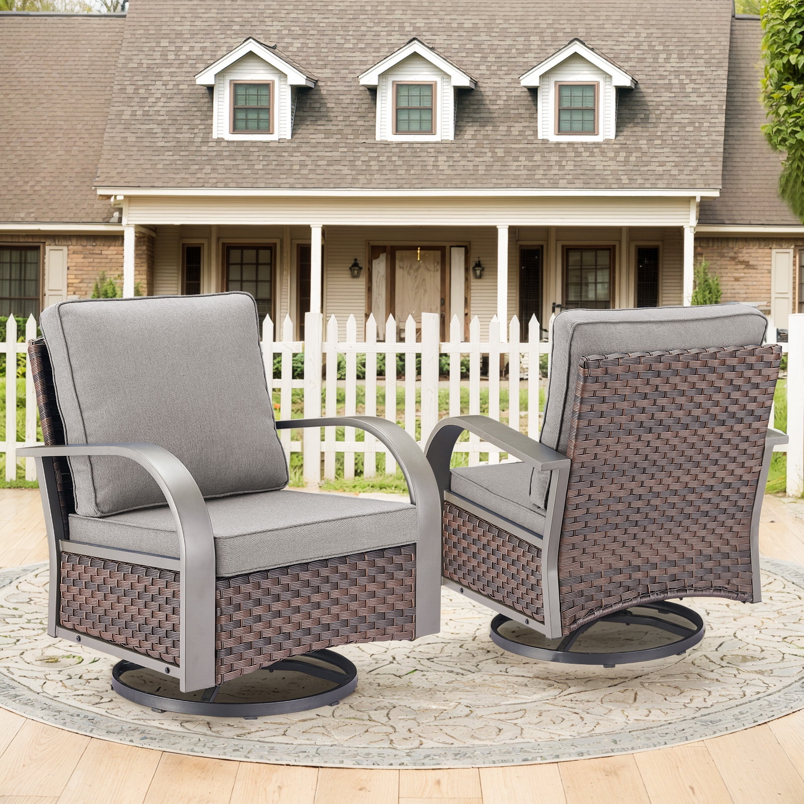 OPOHORO Outdoor Swivel Rocking Glider Chairs Set of 2, Outside All ...