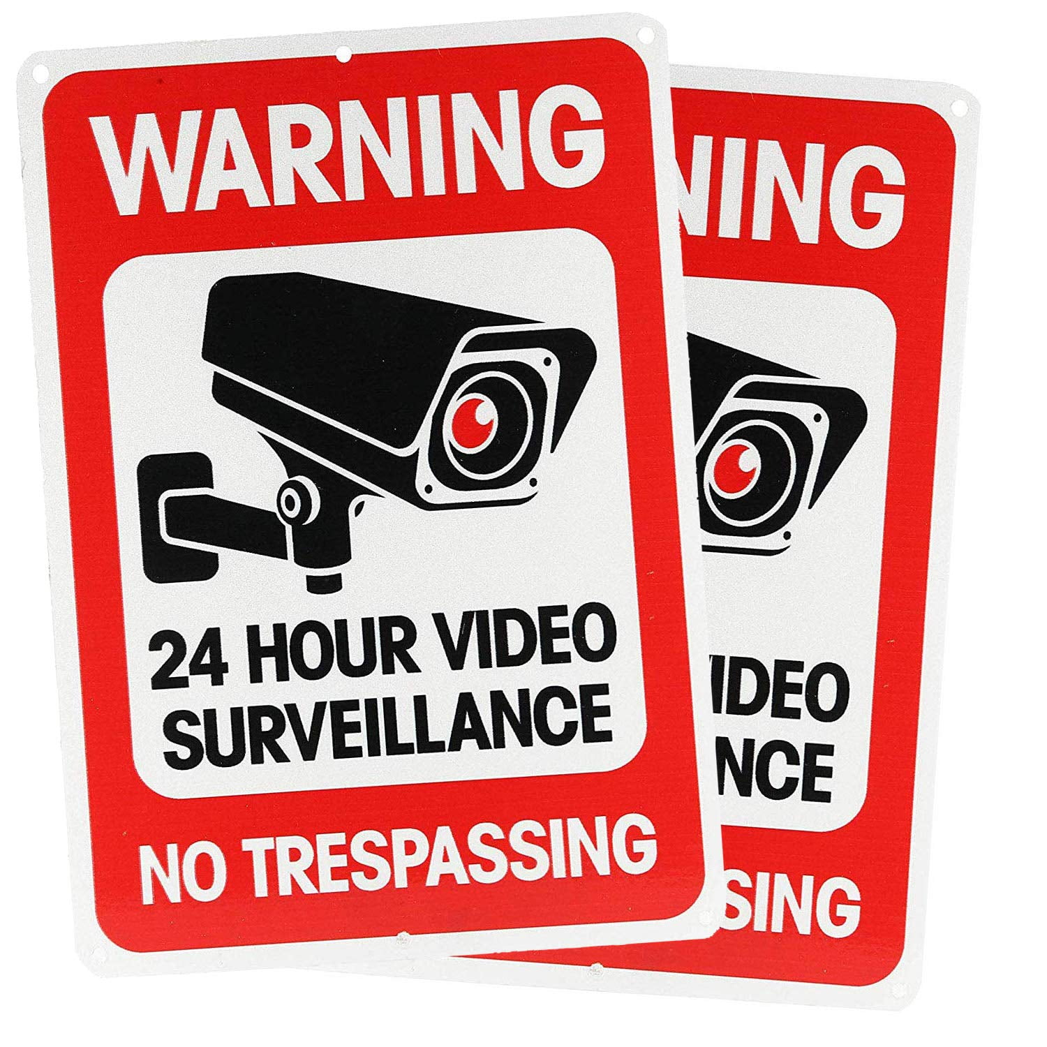 Set of 2, Outdoor Video Surveillance Sign, No Tresspass Sign (10x7 ...