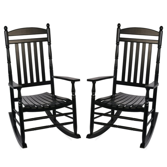 Set of 2 Outdoor Wood Rocking Chairs,All-Weather Oversized Patio Rocker ...