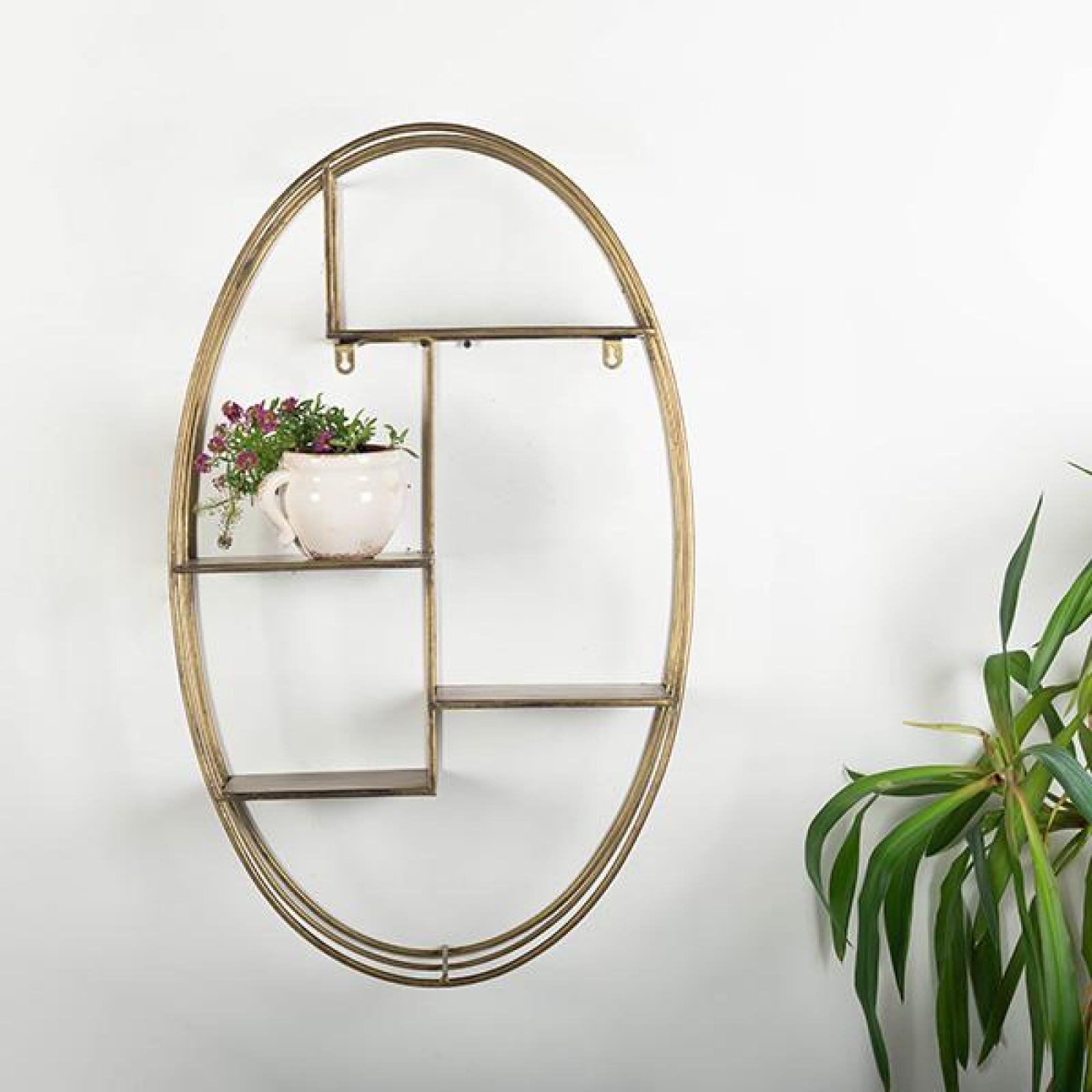 Set of 2 Oval Gold With Black Accents Metal Wall Shelf - Walmart.com